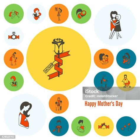 뜻깊은 어머니 날 아이콘 가족에 대한 스톡 벡터 아트 및 기타 이미지 가족 개념 개념과 주제 Istock
