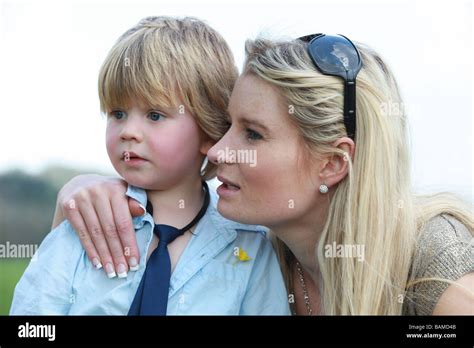 Mother And Son Having Fun Outdoors Stock Photo Alamy