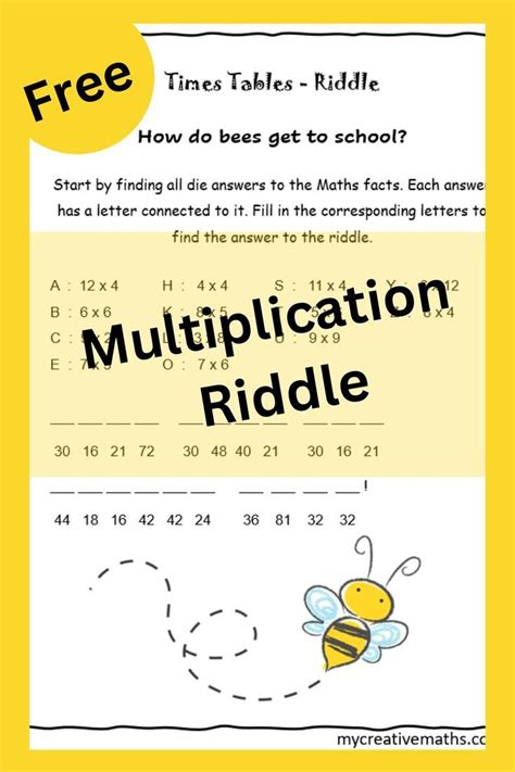 Free Multiplication Riddle In 2022 Creative Math Math Facts Math