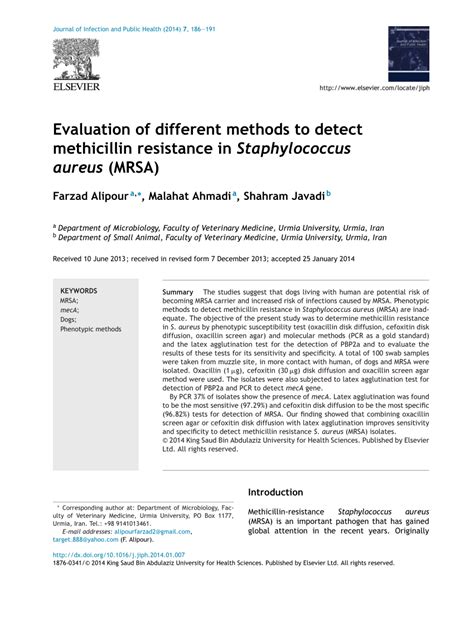 Pdf Evaluation Of Different Methods To Detect Methicillin Resistance