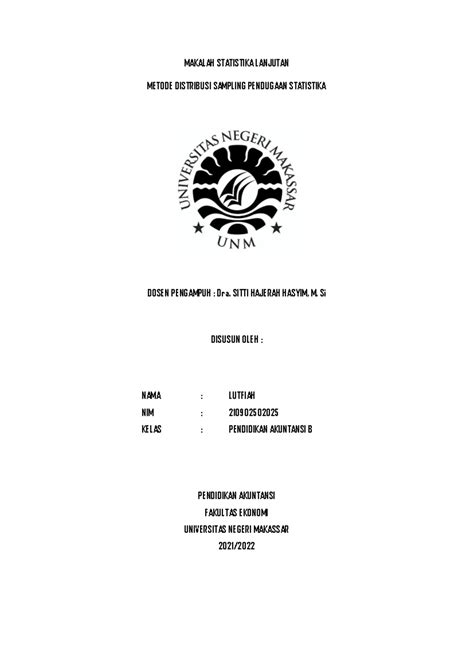 Statistika Lanjutan Distribusi Sampling Makalah Statistika Lanjutan Metode Distribusi Sampling
