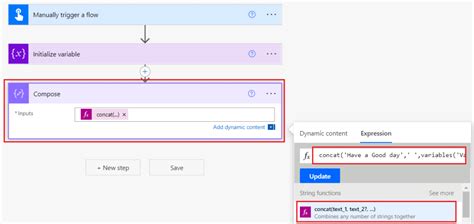 power automate concatenate strings sharepoint and microsoft power