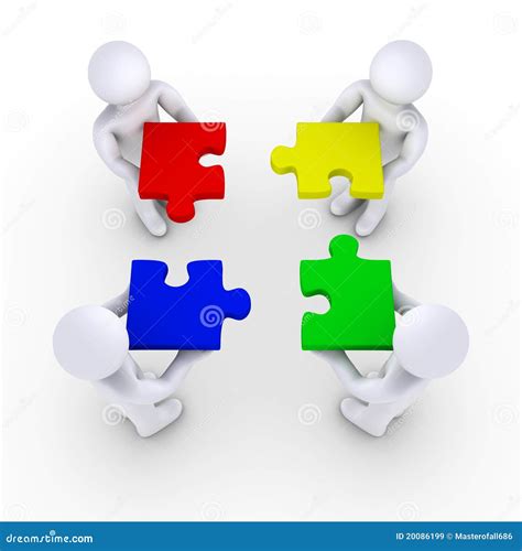 Four People Holding Puzzle Pieces Stock Illustration Illustration Of