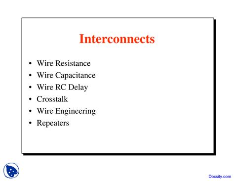 Interconnects Cmos Design Methodologies Lecture Slides Docsity