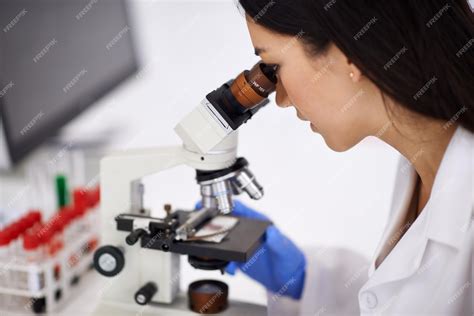 Premium Photo Woman Microscope And Laboratory Experiment With
