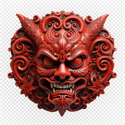 Premium Psd Japanese Traditional Red Devil Mask Isolated Cut Out On