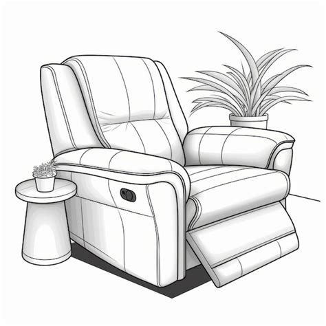 Dibujo De Silla Reclinable En Blanco Y Negro Muy Detallado En Estilo De