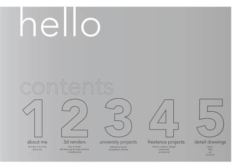 Architecture Interior Design Portfolio Table Of Contents Interior