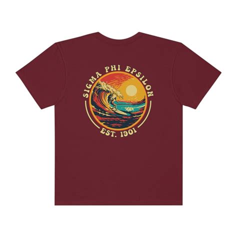 Sigma Phi Epsilon Fraternity Tshirt Sunset Surfer Sigep Fraternity