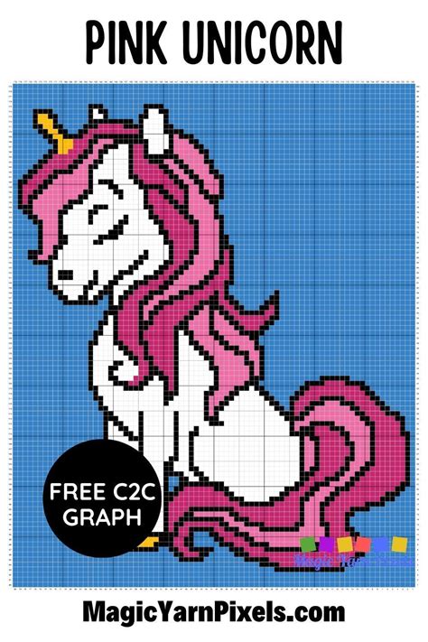 C2c Crochet Pink Unicorn Free Graph Magic Yarn Pixels C2c Crochet