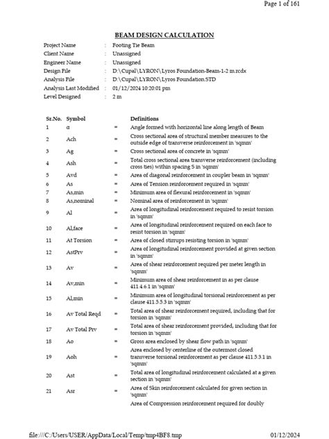 Lyron Footing Tie Beam Designcalculation Pdf Beam Structure Building Engineering