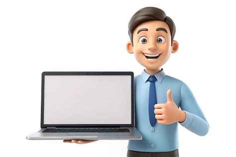3d Character With Laptop Premium Ai Generated Image
