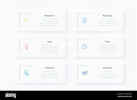Minimal Infographic Template Design With Six Linear Icons And Text