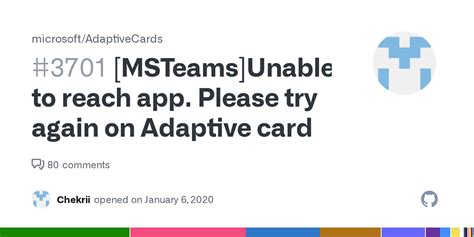MSTeams Unable To Reach App Please Try Again On Adaptive Card Issue Microsoft