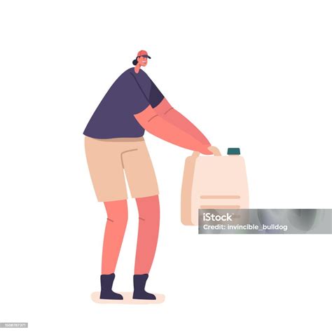 물통을 들고 있는 헌신적인 여성 자원봉사자 도움이 필요한 사람들에게 필수적인 수분을 공급하는 캐릭터 나름에 대한 스톡 벡터 아트