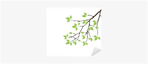 Vector Tree Branch With Green Leaves Sticker Pixers Click Wall Art