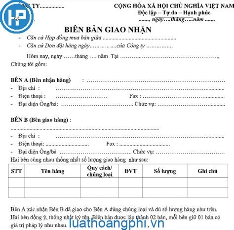 Mẫu Biên Bản Giao Nhận Hàng Hóa Mới Nhất 2025