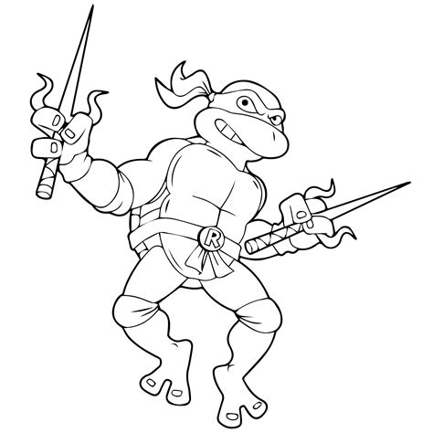 Рафаэль из Черепашек Ниндзя — раскраска для детей Распечатать бесплатно
