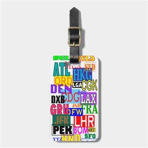 Fun And Colorful Three Letter Airport Codes Luggage Tag