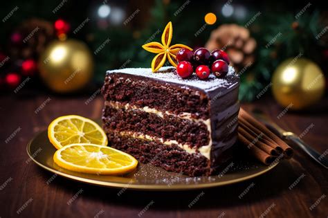 Premium Photo Slice Of Sumptuous Dark Chocolate Cake