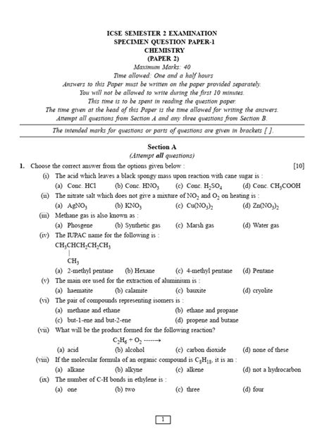 Chemistry Unsolved Paper Pdf Nitric Acid Acid