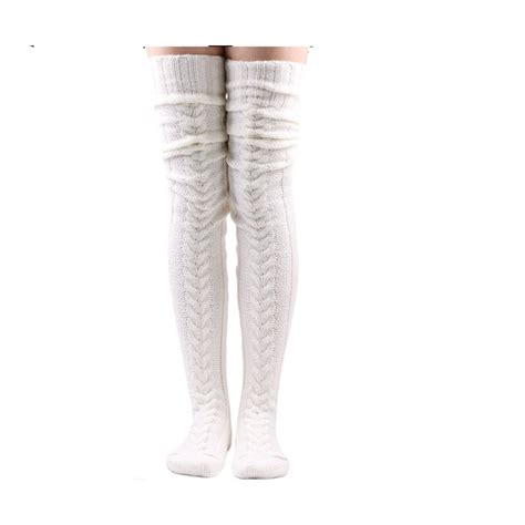 Buy White Over Knee Socks Extra Long Warm Thigh High Knited Inspire