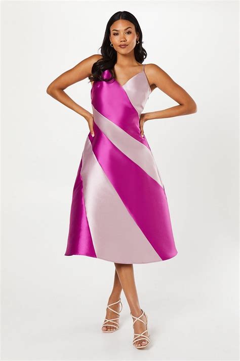 Dresses Satin Twill Colour Block Midi Wedding Guest Dress Coast