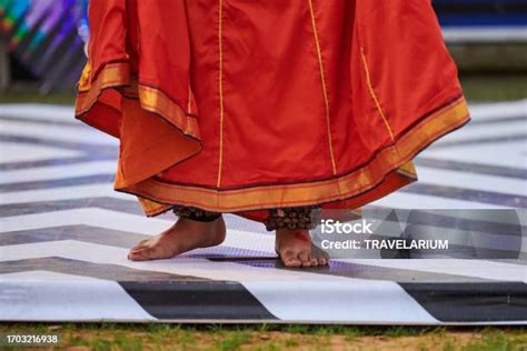 Small Bells Ghungroo On Female Feet Of Indian Dancer For Ancient Ethnic