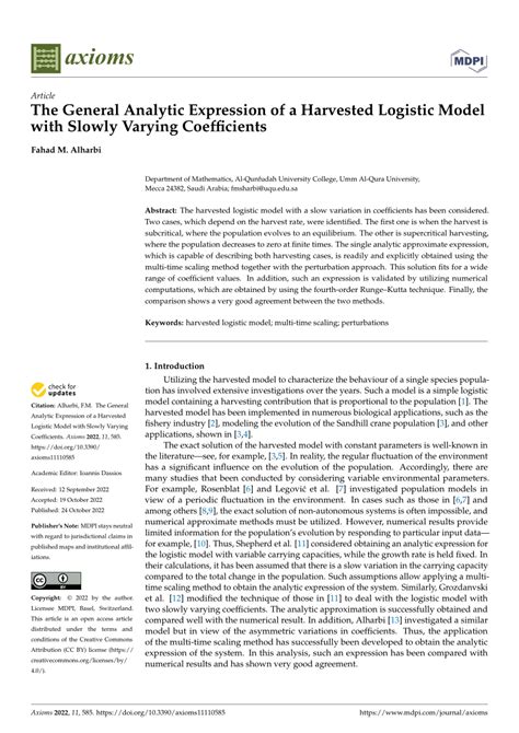 pdf the general analytic expression of a harvested logistic model
