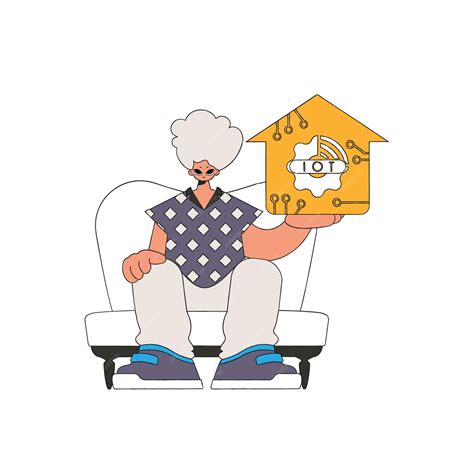 Premium Vector He Grasps The Iot Emblem In His Hands