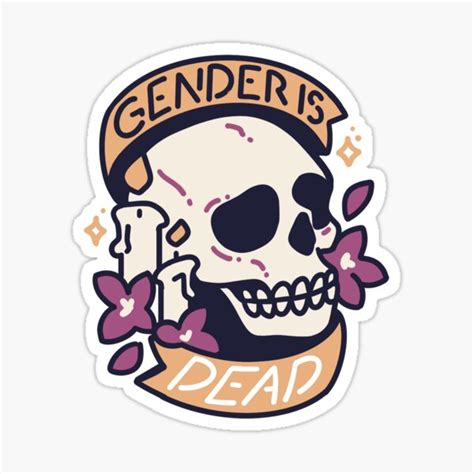 Non Binary Memes Skull Sticker For Sale By Kyri Redbubble