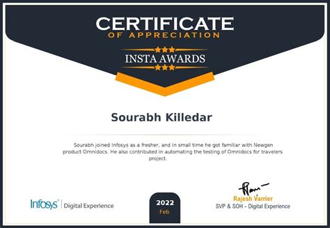 saurabh killedar on linkedin instaawards infosys