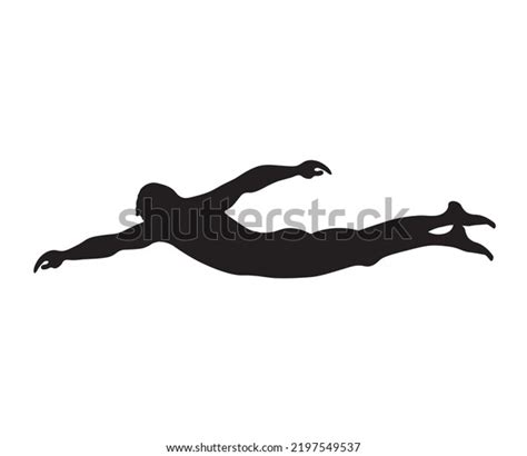 Black Silhouette Shadow Swimming Man Stock Vector Royalty Free