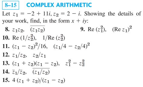 solved 8 15 complex arithmetic let z1 2 11i z2 2 i