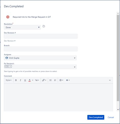 Required Link To The Merge Request In Git
