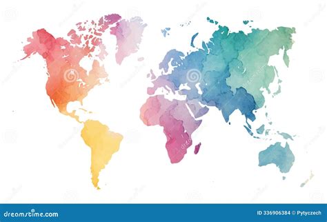 Artistic Colorful Watercolor World Map Stock Vector Illustration Of