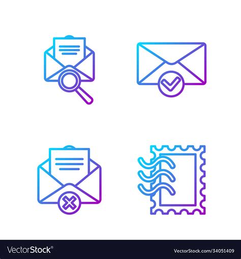 Set Line Postal Stamp Delete Envelope Envelope Vector Image