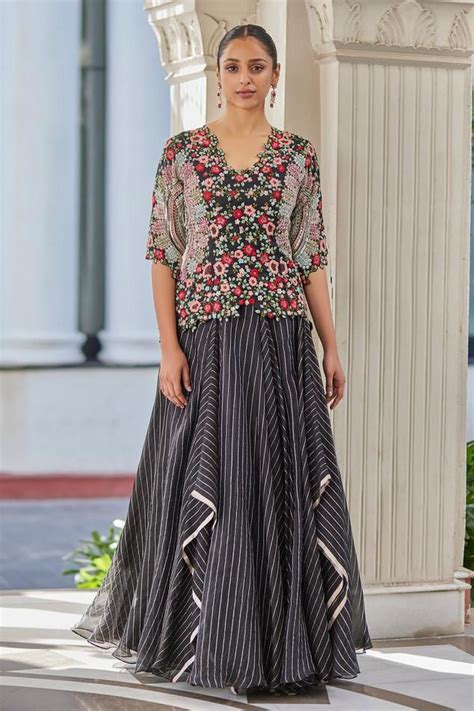 Buy Basanti Kapde Aur Koffee Multi Color Chinnon One Shoulder Printed