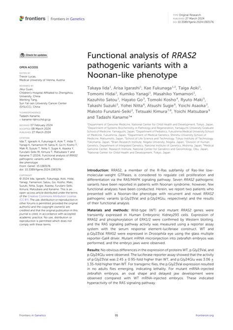 Pdf Functional Analysis Of Rras2 Pathogenic Variants With A Noonan
