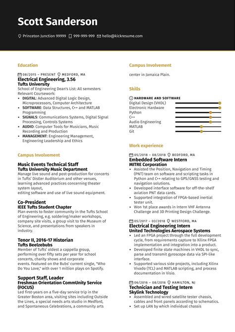 Exemplo de currículo do Engenheiro de Software Junior Kickresume