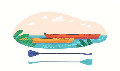 Barcos De Caiaque Ou Canoa Com Remos Para Rafting Canoagem Esportes