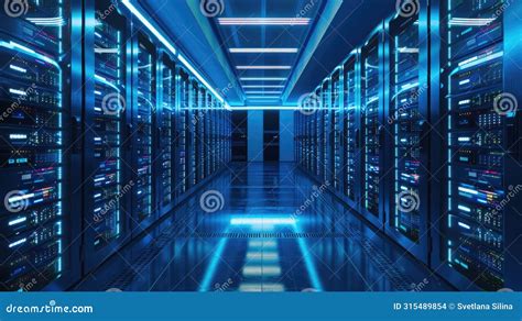 Tech Driven Server Farm Precise Rows Of Data Servers In A 3d Setting
