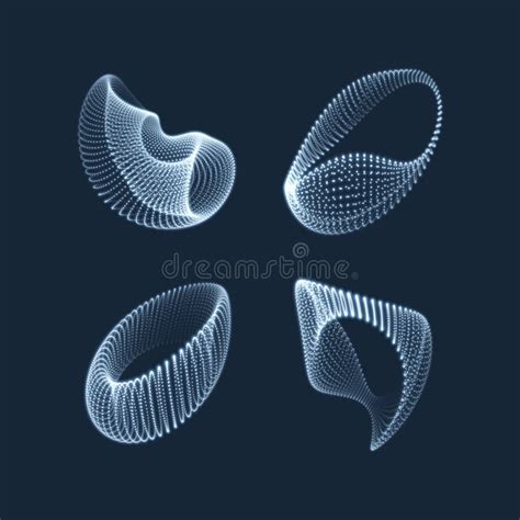 Object With Dots Molecular Grid 3d Technology Style With Particle
