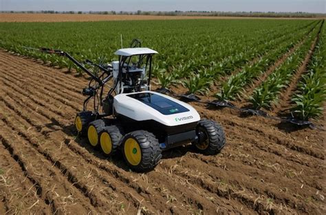 Autonomous Farm Robot In Field Premium Ai Generated Image