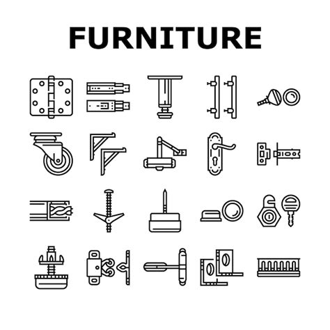 Premium Vector Hardware Furniture Equipment Icons Set Vector