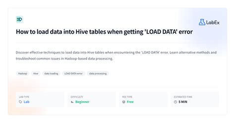 how to load data into hive tables when getting load data error labex