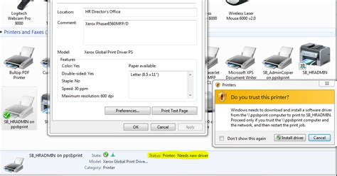 Determining Printers With State Needs New Driver Via Wmivbs Server