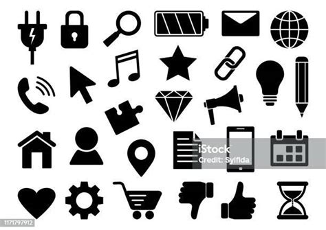 흰색 배경에 격리 된 비즈니스 웹 아이콘의 검은 색 집합입니다 벡터 검색에 대한 스톡 벡터 아트 및 기타 이미지 검색 배터리 전원 아이콘 Istock