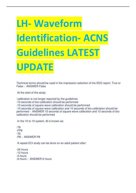 Lh Waveform Identification Acns Guidelines Latest Update Acns Stuvia Us