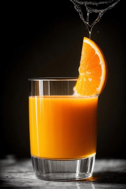 Premium AI Image An Orange Being Squeezed Into A Glass Of Orange Juice